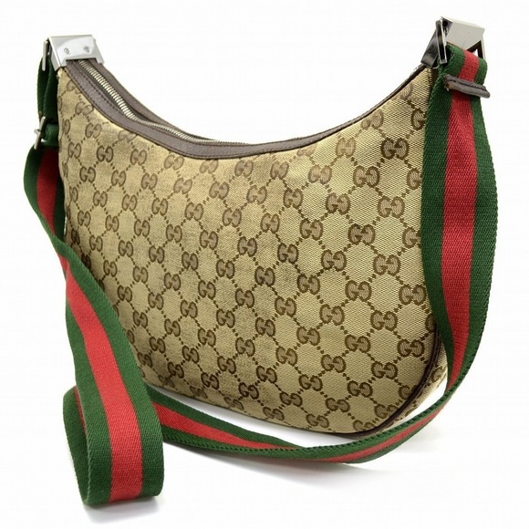 Gucci | Bags | Gucci Croissant Shoulder Gg Tan Line Bag Crossbody Khaki ...